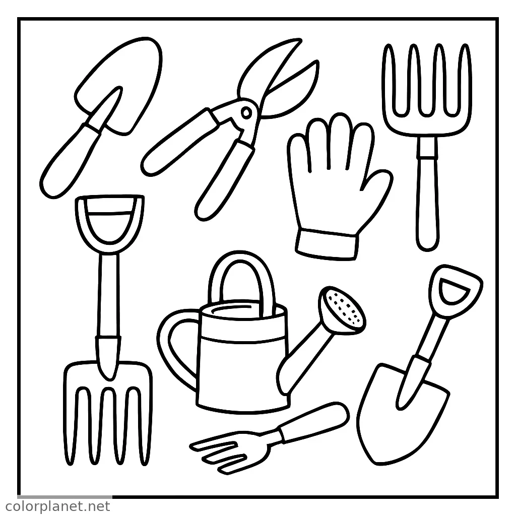 Garden Tools Coloring Page - Free Printable Activity - ColorPlanet