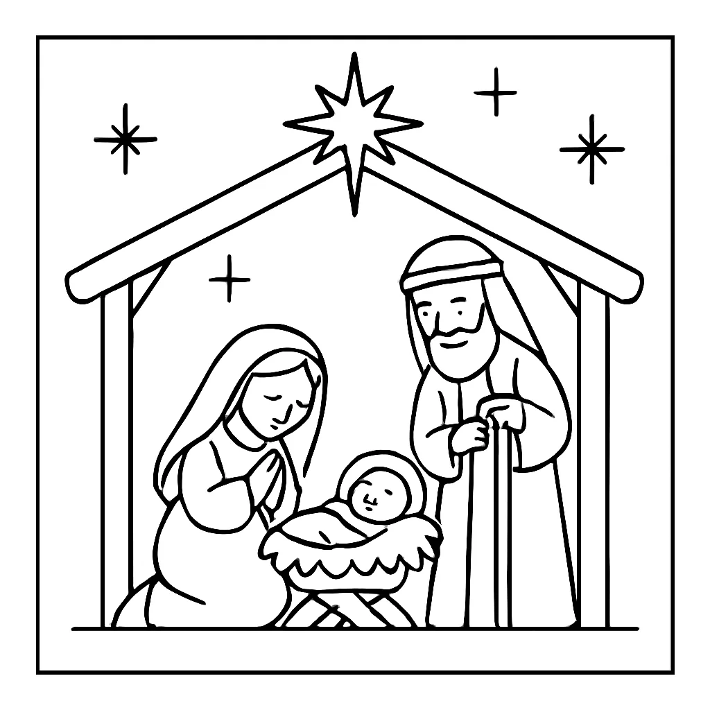 Nativity Scene Coloring Page – Free Printable for Kids - ColorPlanet