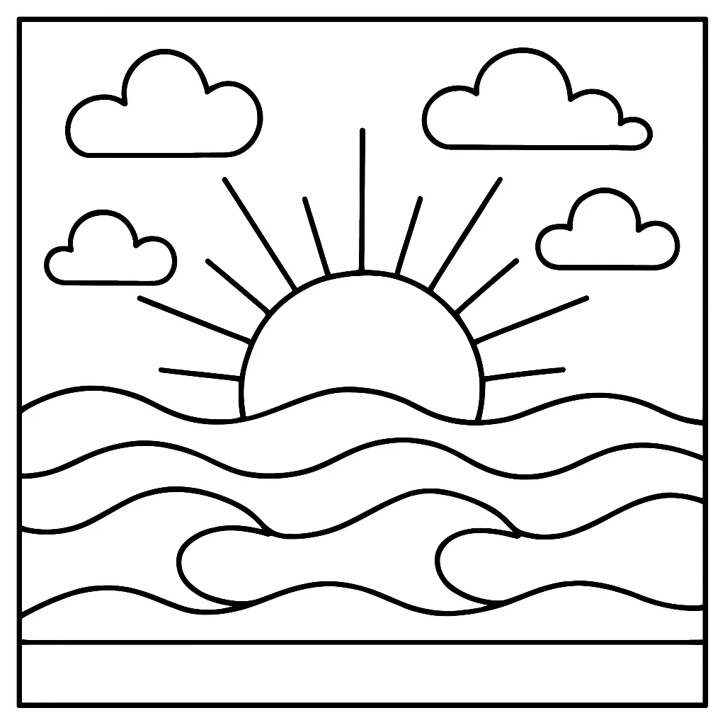 Beautiful Sunrise Coloring Page – Free Printable - ColorPlanet