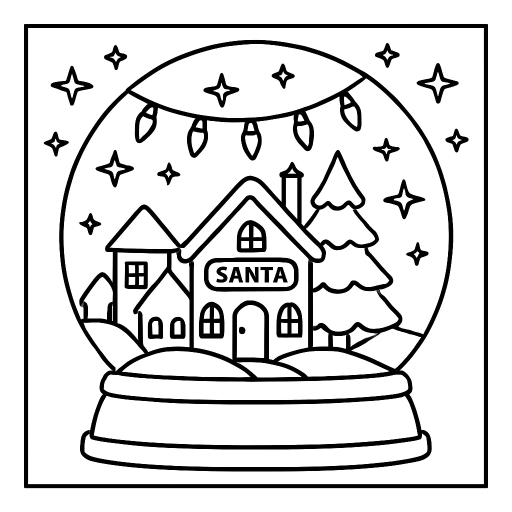 Santa’s Village Snow Globe coloring page – Free Printable - ColorPlanet