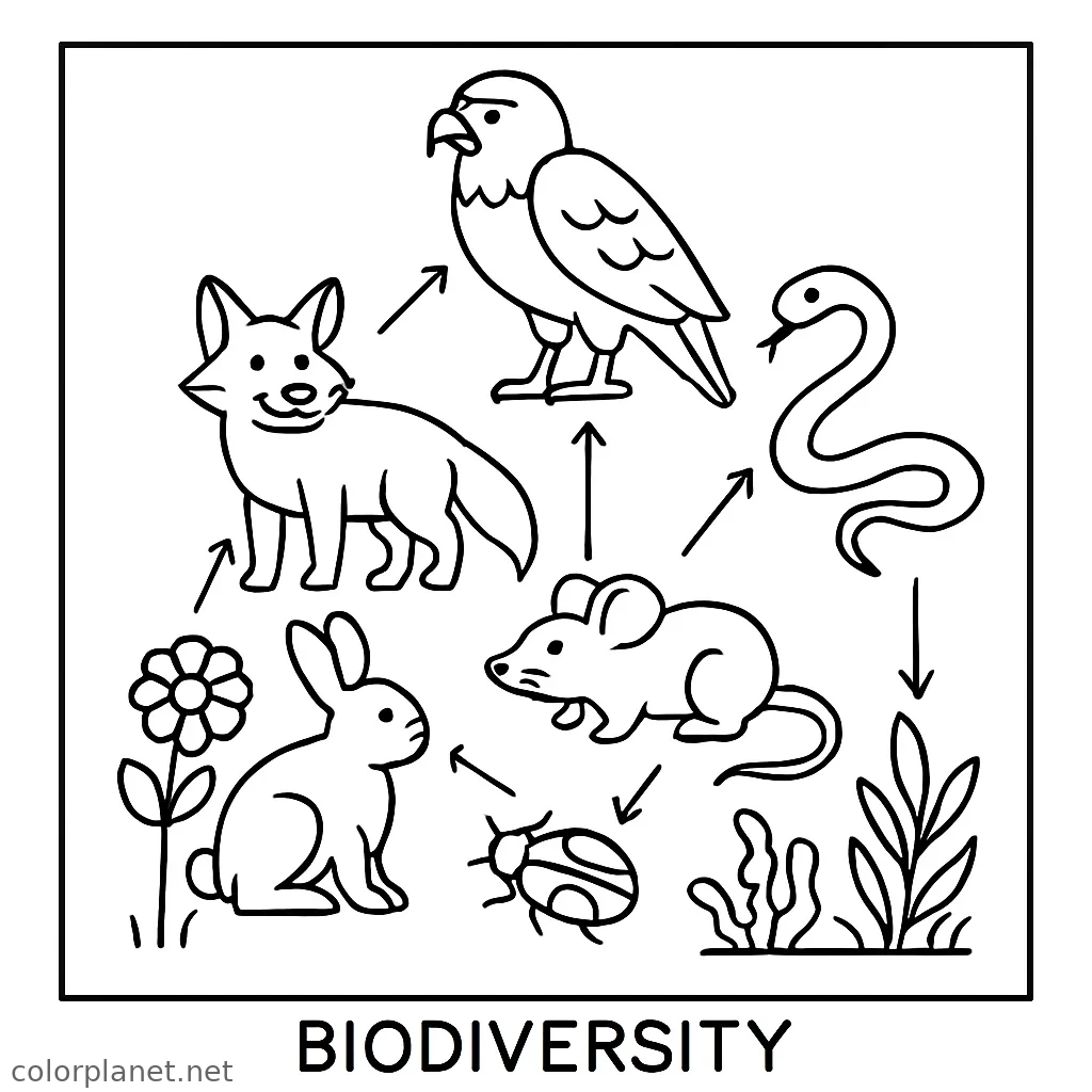 Biodiversity Food Web Coloring Page - Free Printable - ColorPlanet