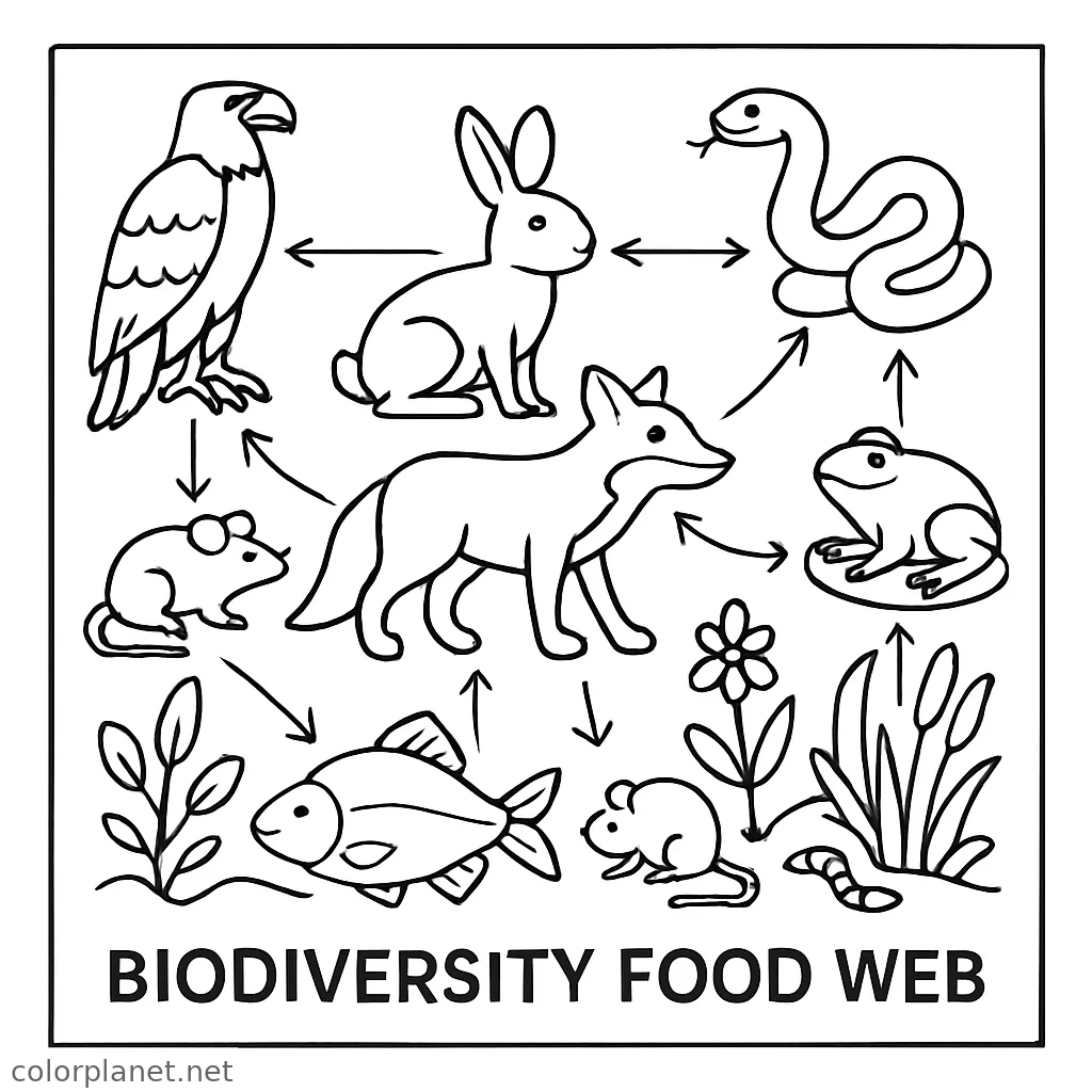 Biodiversity Food Web Coloring Page – Free Printable - ColorPlanet