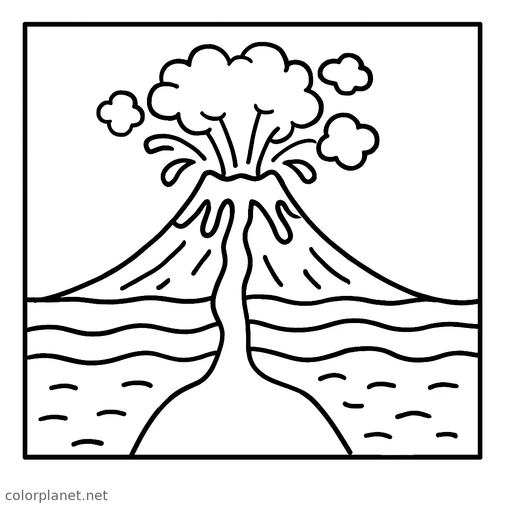 Volcano Eruption Cross-Section Coloring Page for Kids - ColorPlanet