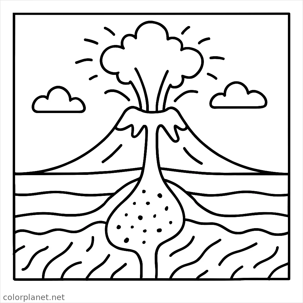 Volcano Eruption Cross-Section Coloring Page – Free Printable - ColorPlanet