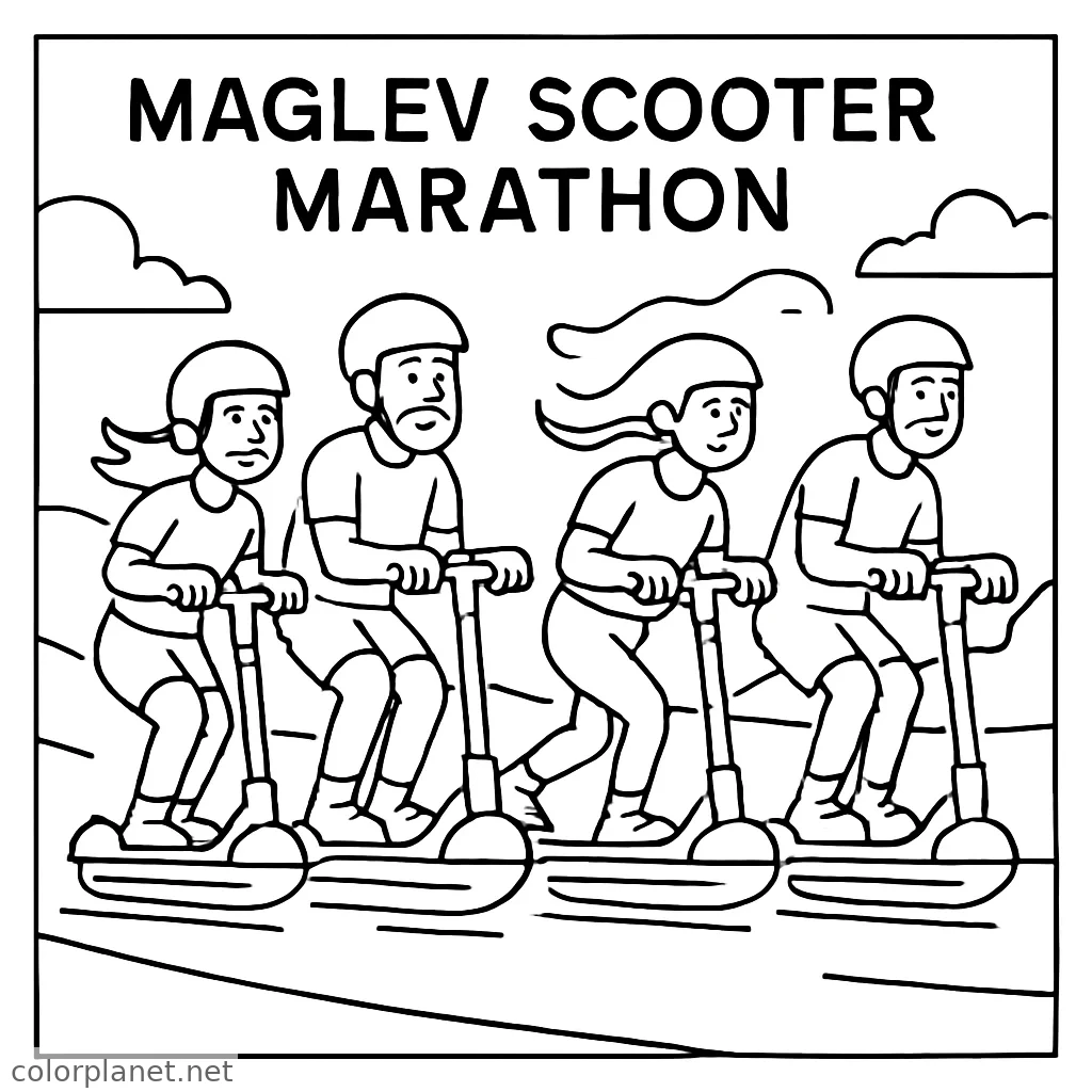Maratón de Scooters Maglev página para colorear gratis - ColorPlanet