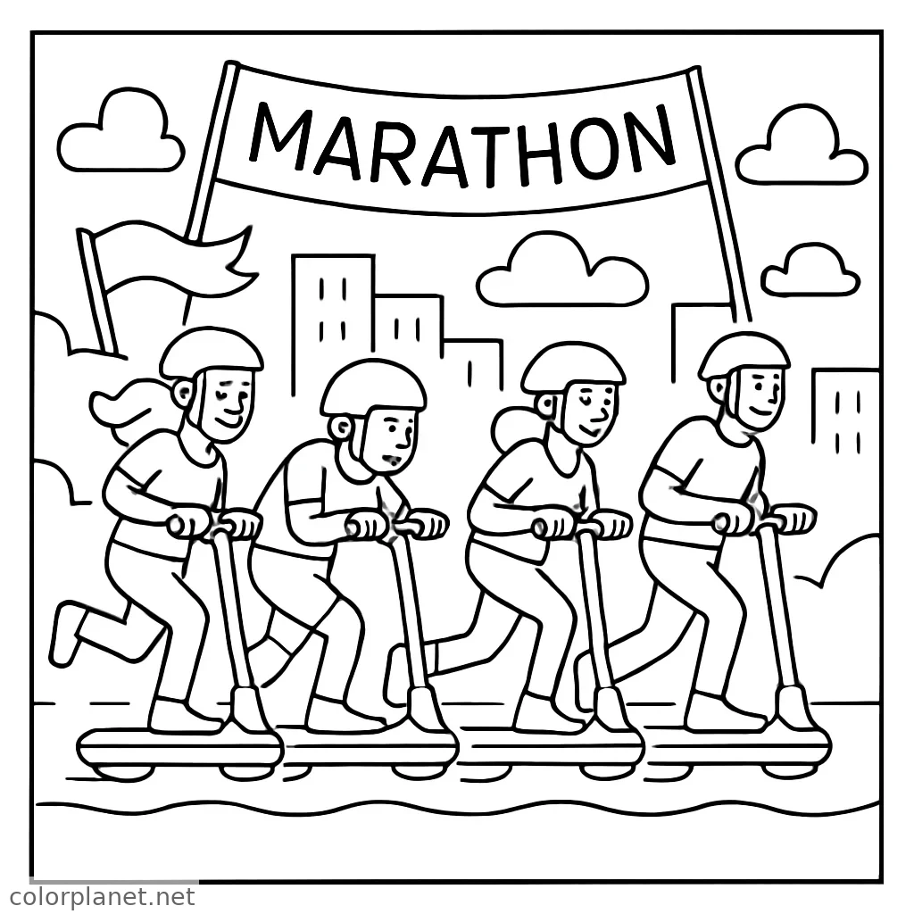 Maratón de Scooters Maglev - página para colorear gratis - ColorPlanet