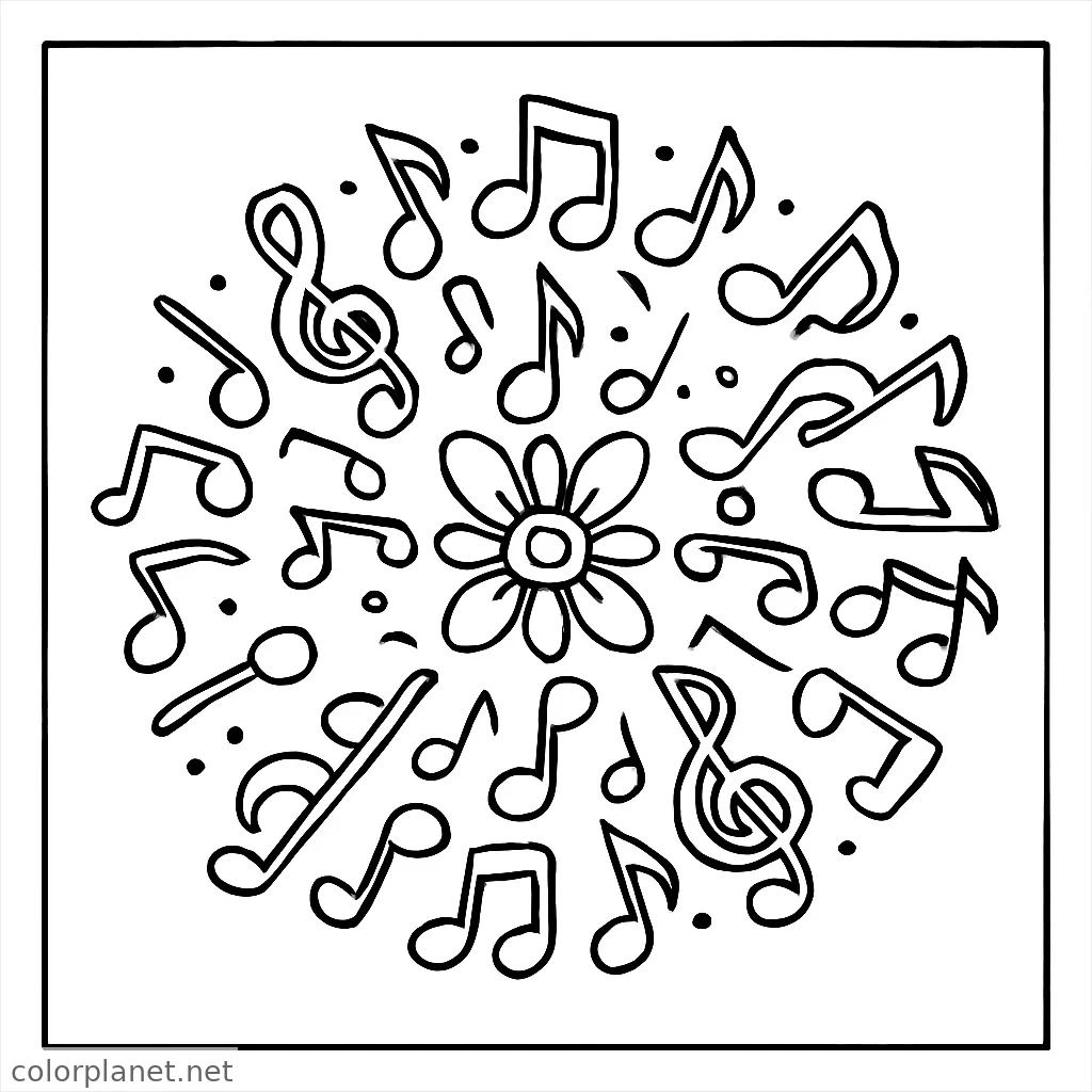 Mandala de Notas Musicales página para colorear gratis - ColorPlanet
