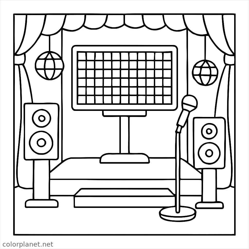 Retro Karaoke Stage Coloring Page – Free Printable Fun - ColorPlanet